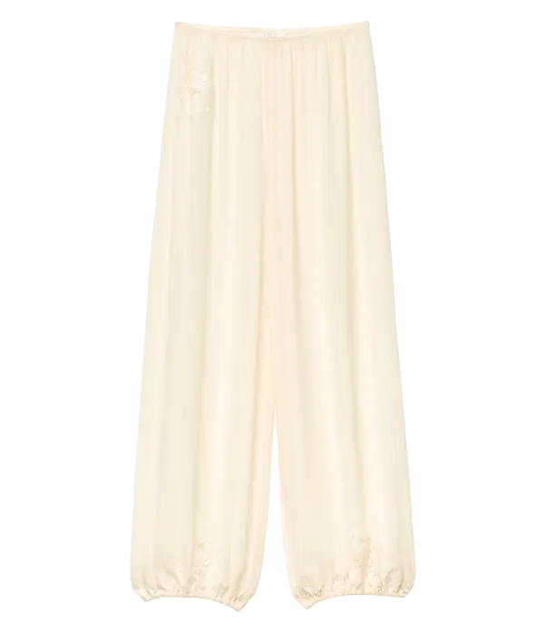 DÔEN Yaria Silk Georgette Balloon Leg Pants With Lace Detail