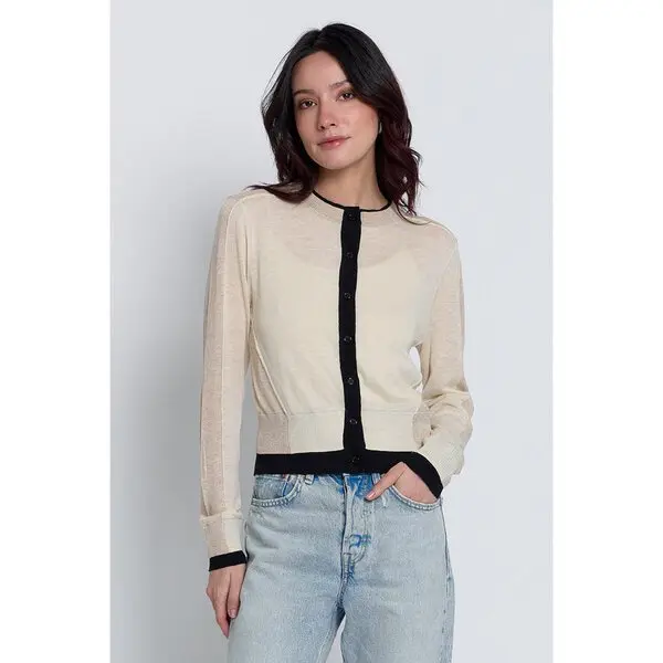 Central Park West Quinn Colorblocked Sheer Cardigan - Neutral Combo