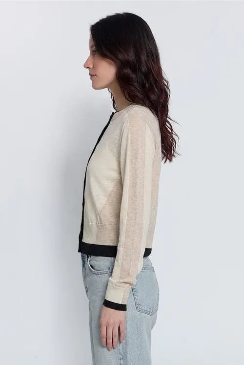 Central Park West Quinn Colorblocked Sheer Cardigan