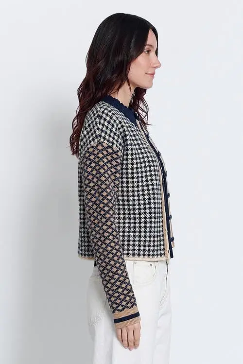 Central Park West Marlo Mixed Check Cardigan