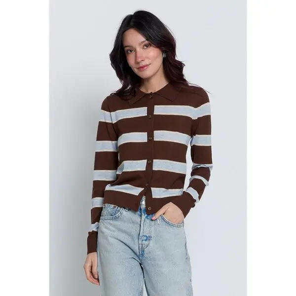 Central Park West Quinn Striped Sheer Button Up