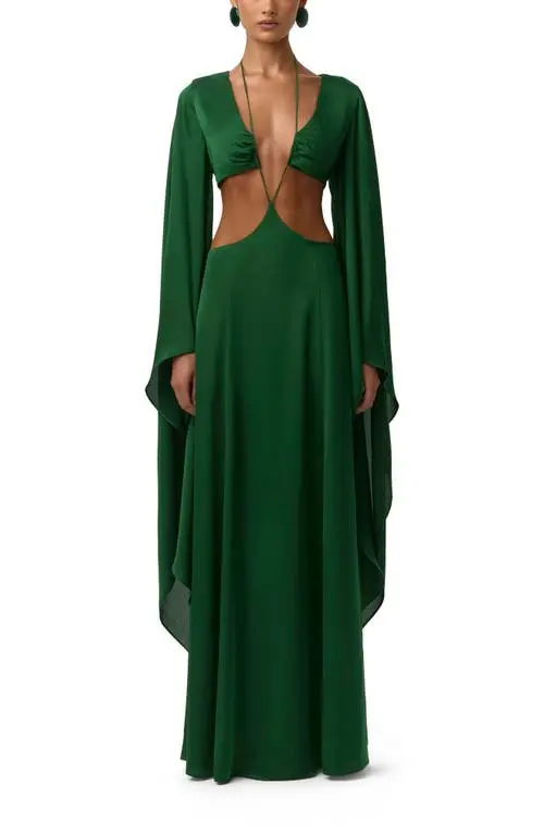 Naked Wardrobe Cutout Satin Maxi Dress