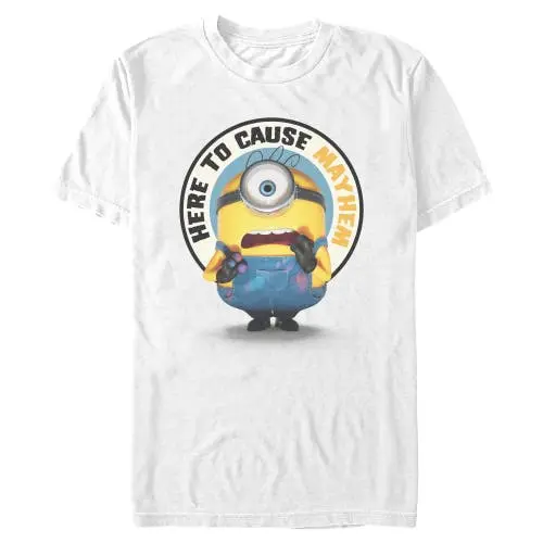 MINIONS & MONSTERS Here To Cause Mayhem T Shirt - White