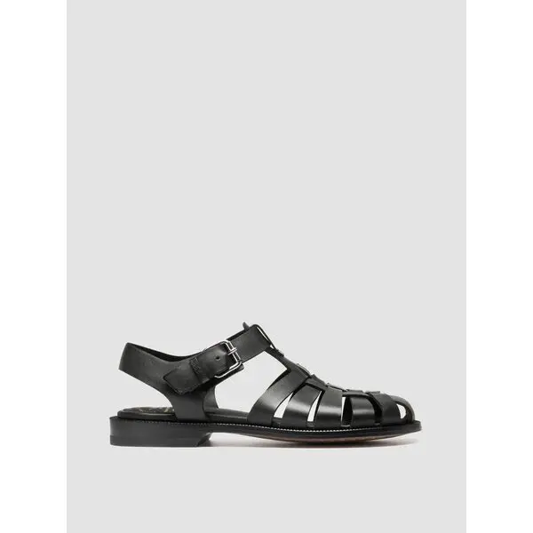 Officine Creative Woven Fisherman Leather Sandals - Black
