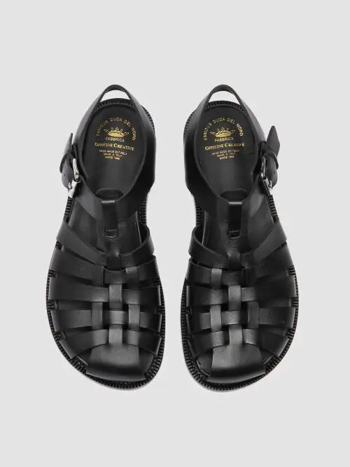 Officine Creative Woven Fisherman Leather Sandals - Black