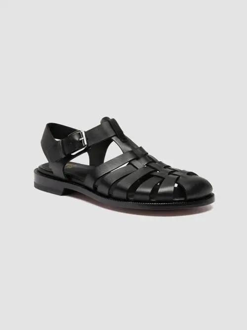 Officine Creative Woven Fisherman Leather Sandals - Black
