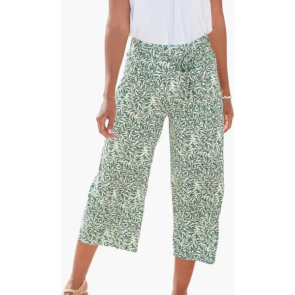 LASCANA Printed High-waisted Wide Leg Culottes - Green Printed