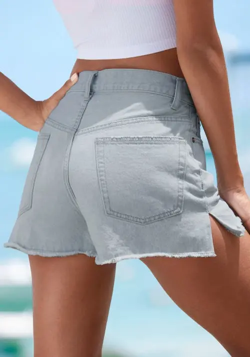 LASCANA Mid Rise Frayed Hem Shorts