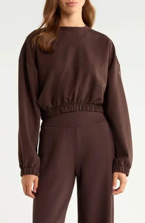 ADIDAS ORIGINALS Cropped Crewneck Sweatshirt With Sporty Stripes - Aurora Coffee