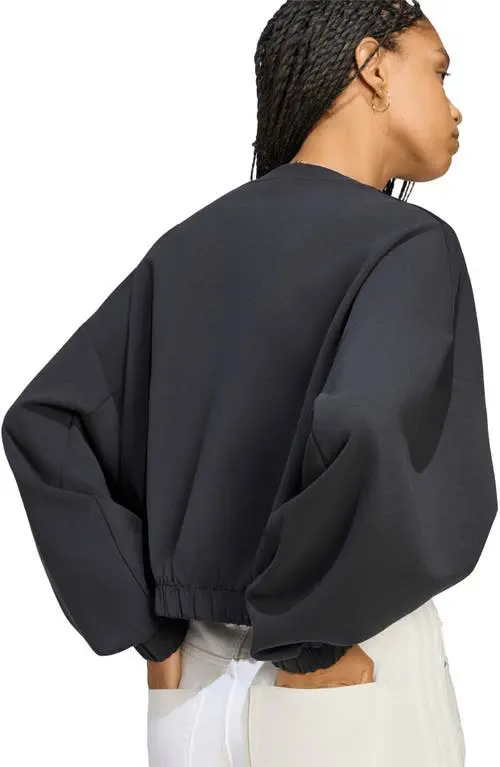ADIDAS ORIGINALS Cropped Crewneck Sweatshirt With Sporty Stripes - Black