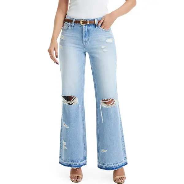 BAYEAS Released Hem Ripped High Waist Bootcut Jeans