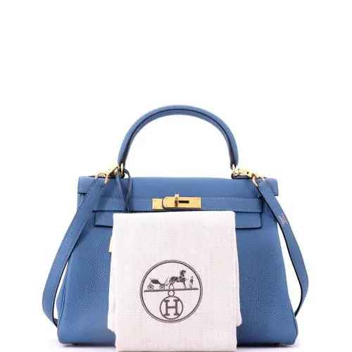 Hermès Kelly Handbag Togo With Gold Hardware 28 - Blue