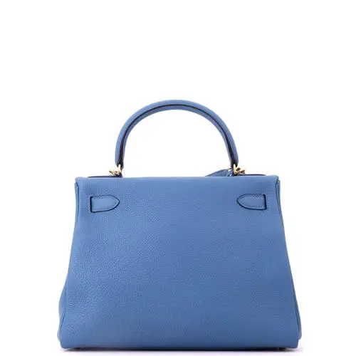 Hermès Kelly Handbag Togo With Gold Hardware 28 - Blue