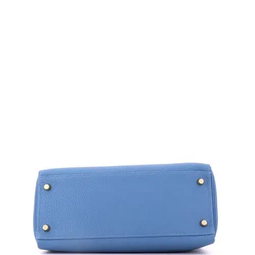 Hermès Kelly Handbag Togo With Gold Hardware 28 - Blue