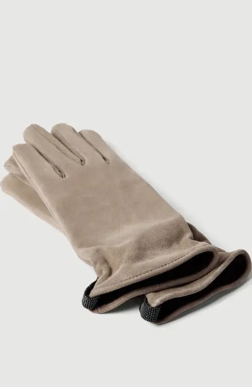 Brunello Cucinelli Suede Gloves With Monili