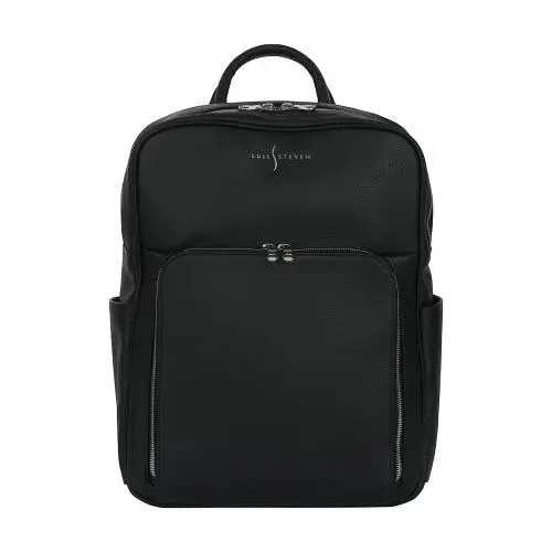 LUIS STEVEN Italian Pebble Leather Backpack - Black