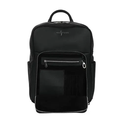 LUIS STEVEN Italian Pebble Leather Backpack - Black