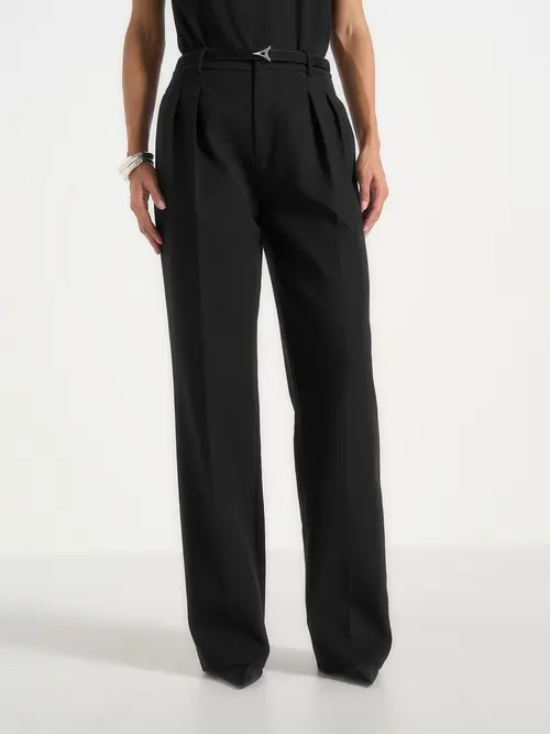 Manière De Voir Julie Tailored Twin Pleat Pants - Black