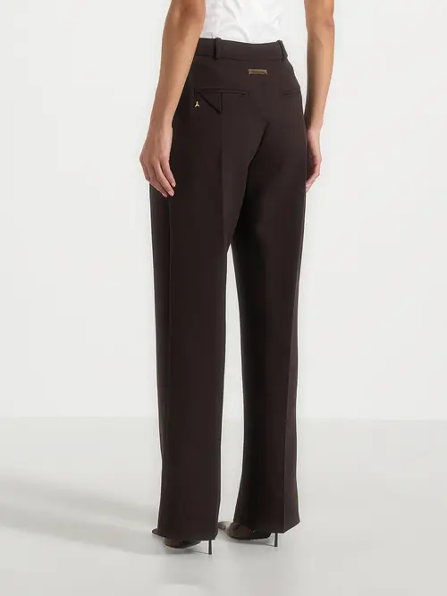 Manière De Voir Julie Tailored Twin Pleat Pants - Dark Brown
