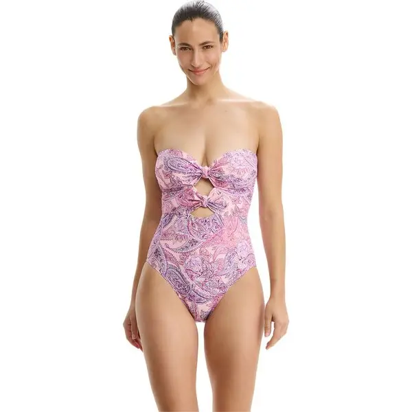 GOTTEX Bandeau One Piece Swimsuit With Cut-out Detail - Pink-multi