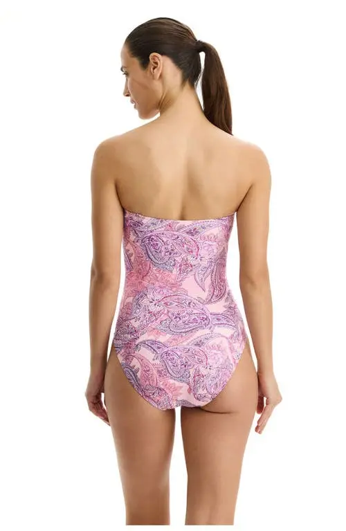 GOTTEX Bandeau One Piece Swimsuit With Cut-out Detail - Pink-multi