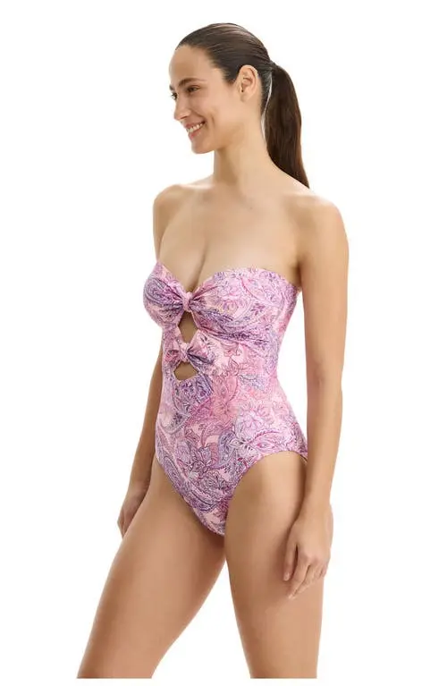 GOTTEX Bandeau One Piece Swimsuit With Cut-out Detail - Pink-multi