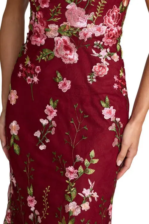 Mac Duggal Petite One Shoulder Lace Embroidered Gown