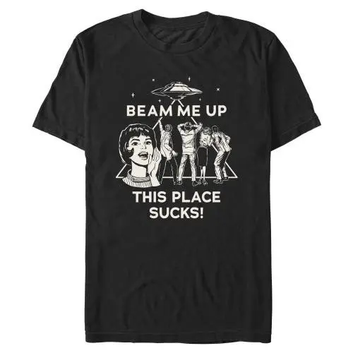 STRANGER THINGS Netflix Vintage This Place Sucks Ufo T Shirt