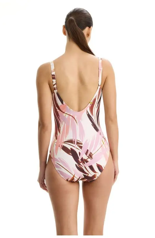 GOTTEX Island Breeze Braided Square Neck One Piece - Brown-pink