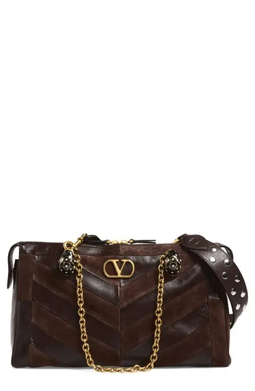 Valentino Garavani Medium Panthea Leather & Suede Shoulder Bag - Brown