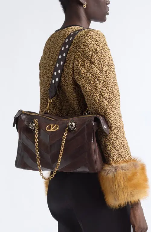 Valentino Garavani Medium Panthea Leather & Suede Shoulder Bag