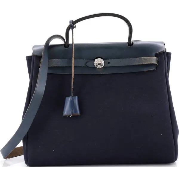 Hermès Herbag Toile And Leather Pm - Blue