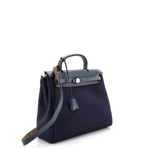 Hermès Herbag Toile And Leather Pm - Blue