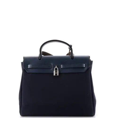Hermès Herbag Toile And Leather Pm - Blue