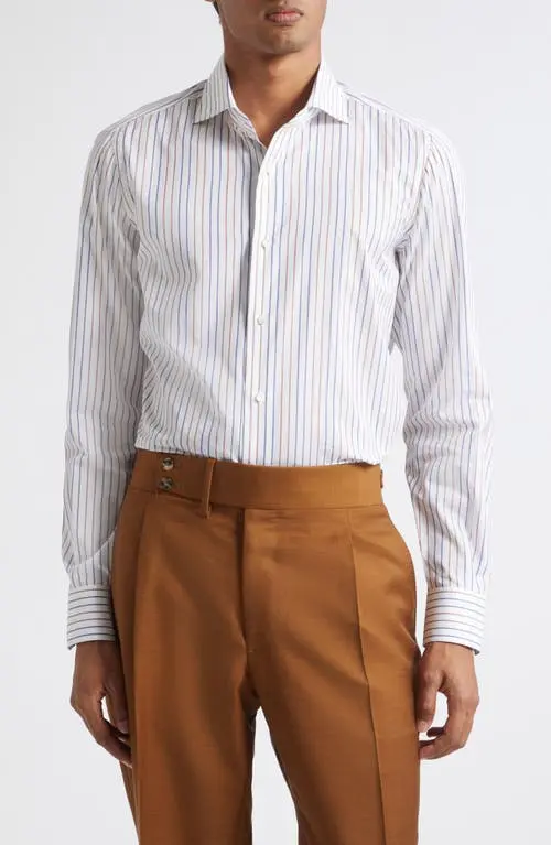 Isaia Striped Egyptian Mako Cotton Shirt