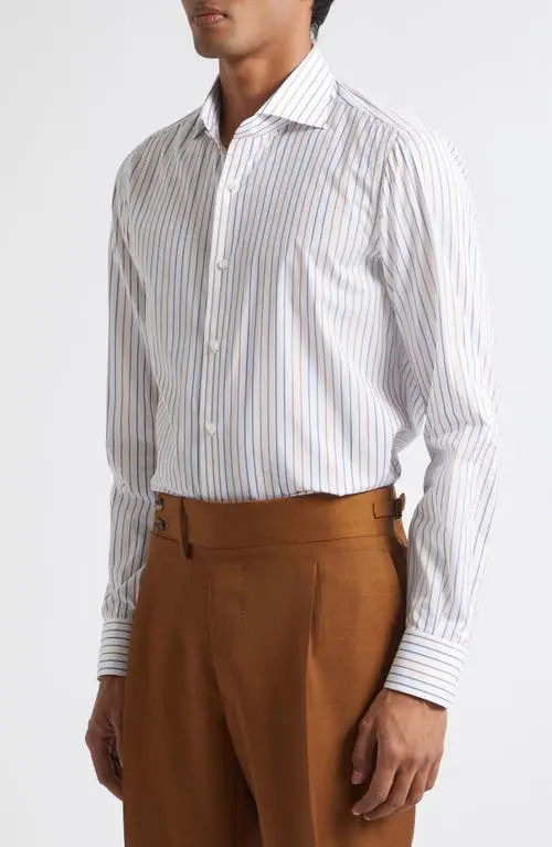 Isaia Striped Egyptian Mako Cotton Shirt
