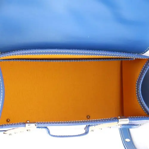Goyard Structured Saigon Top Handle Bag Coated Canvas With Leather Mini - Blue