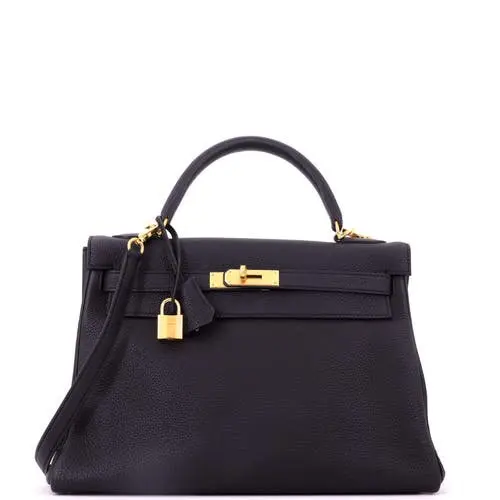 Hermès Kelly Handbag Togo With Gold Hardware 32 - Black
