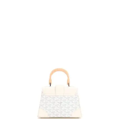 Goyard Structured Saigon Top Handle Bag Coated Canvas With Leather Mini - White