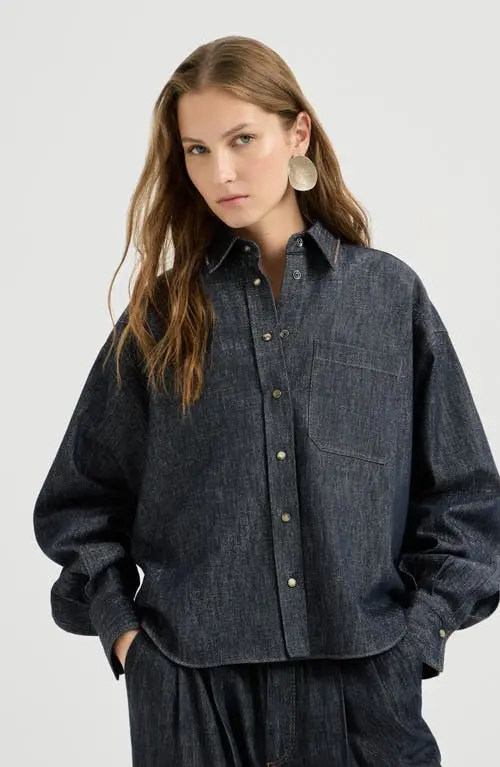 Brunello Cucinelli Sparkling No-fade Shirt With Shiny Collar - Denim