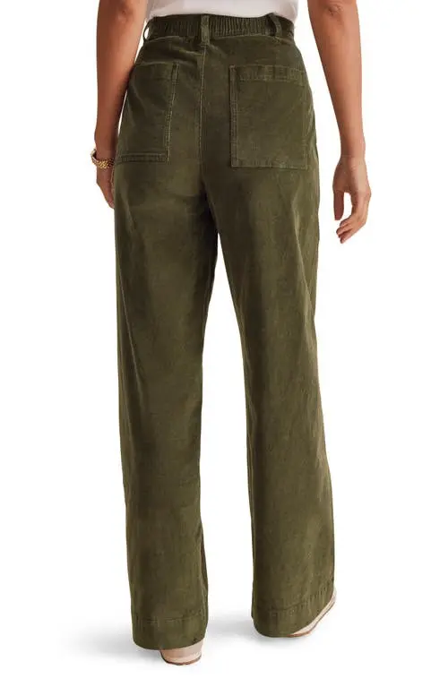 Splendid Colette Patch Pocket Wide Leg Corduroy Pants - Pine Green