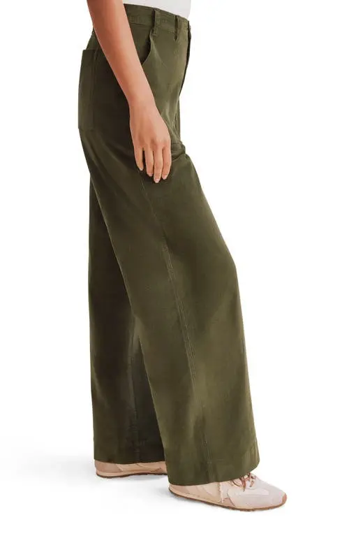 Splendid Colette Patch Pocket Wide Leg Corduroy Pants - Pine Green