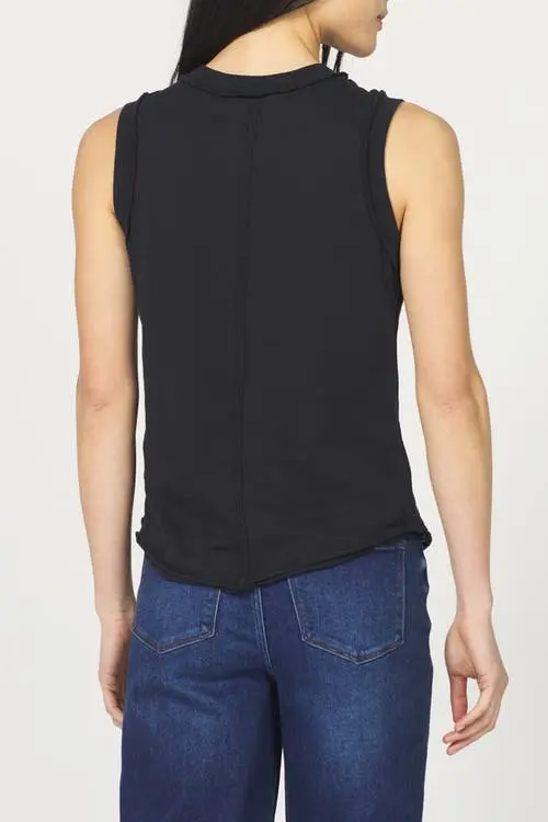 DEAR JOHN Zo Crew Neck Vintage Jersey Tank - Black