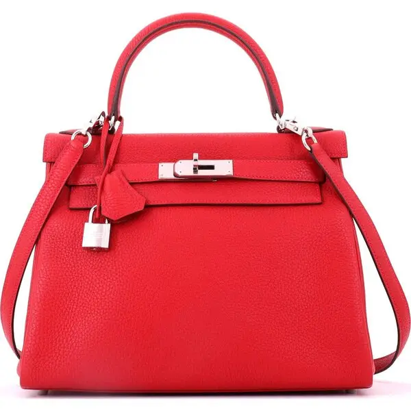 Hermès Kelly Handbag Togo With Palladium Hardware 28 - Red