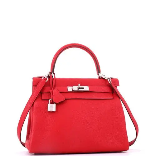 Hermès Kelly Handbag Togo With Palladium Hardware 28 - Red