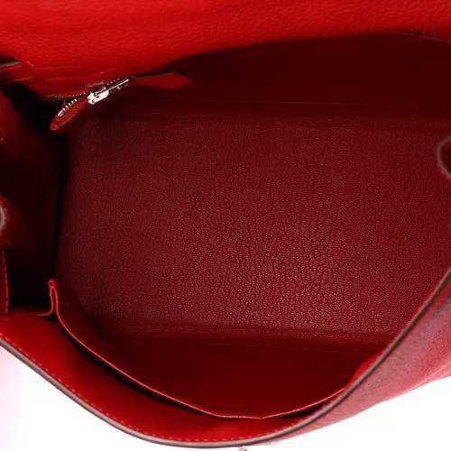 Hermès Kelly Handbag Togo With Palladium Hardware 28 - Red