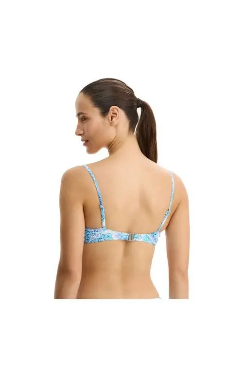 GOTTEX Boho Bloom V-neck Knot Bikini Top - Blue-multi