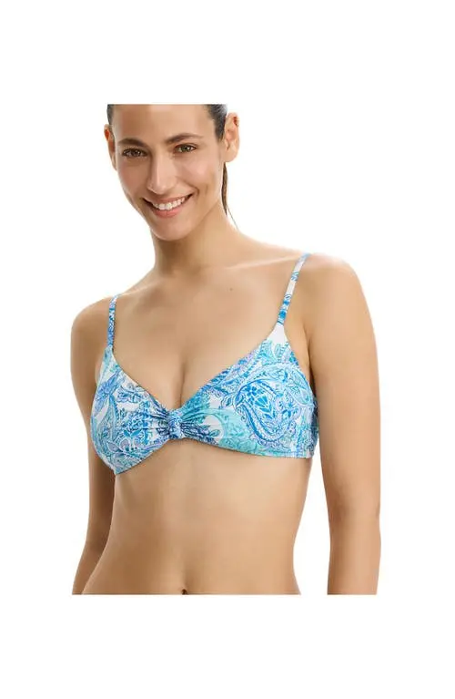 GOTTEX Boho Bloom V-neck Knot Bikini Top - Blue-multi