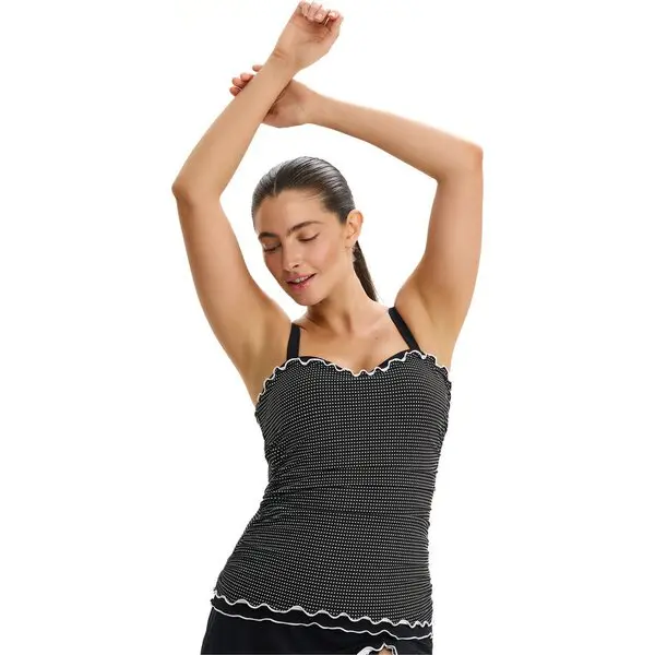 GOTTEX Dottie Delight E-cup Tankini Top - Black-white