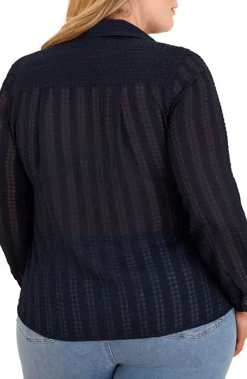 NIC+ZOE Chiffon Jacquard Tuxedo Shirt